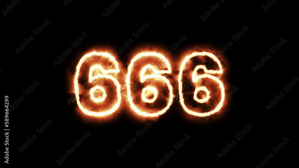 number 666 on fire animation. flame video 4K Stock Video | Adobe Stock