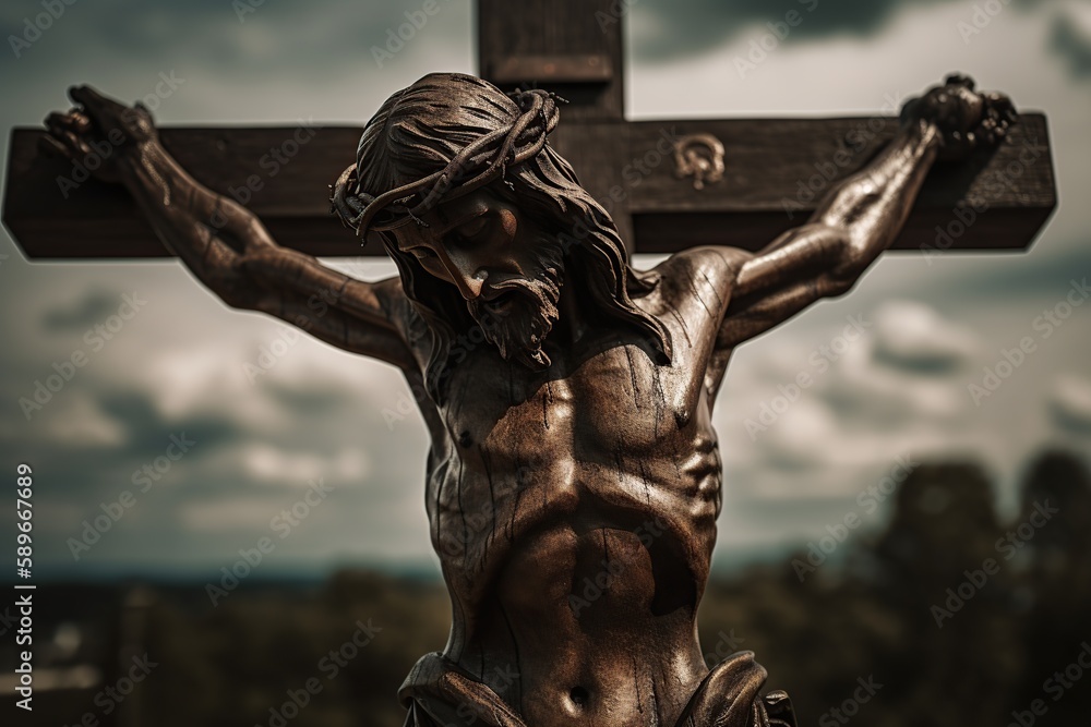 Statue Crucifixion of Jesus Christ made with generative AI Stock Illustration | Adobe Stock