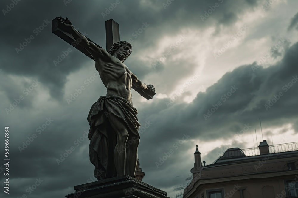 Statue Crucifixion of Jesus Christ made with generative AI Stock-Illustration | Adobe Stock
