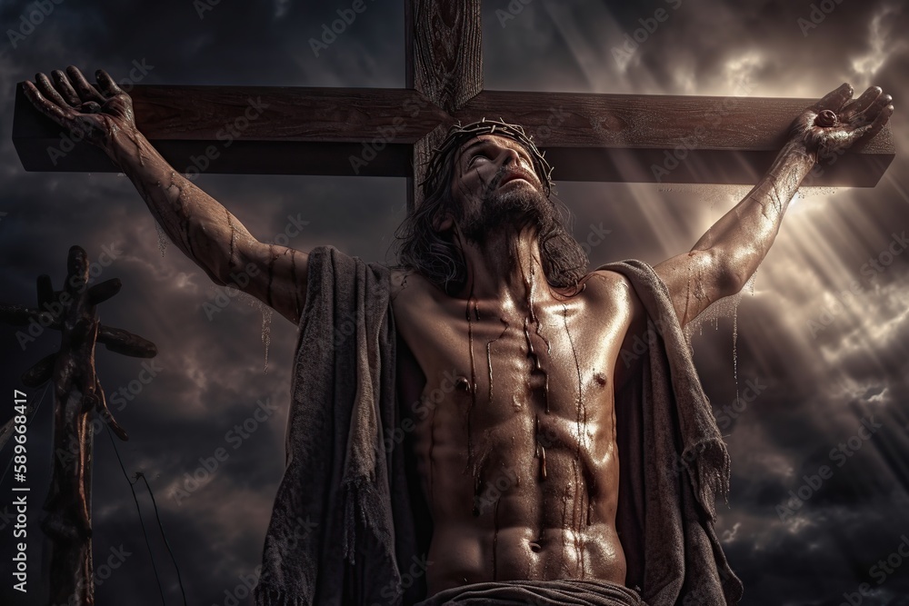 Crucifixion of Jesus Christ made with generative AI Stock Illustration ...