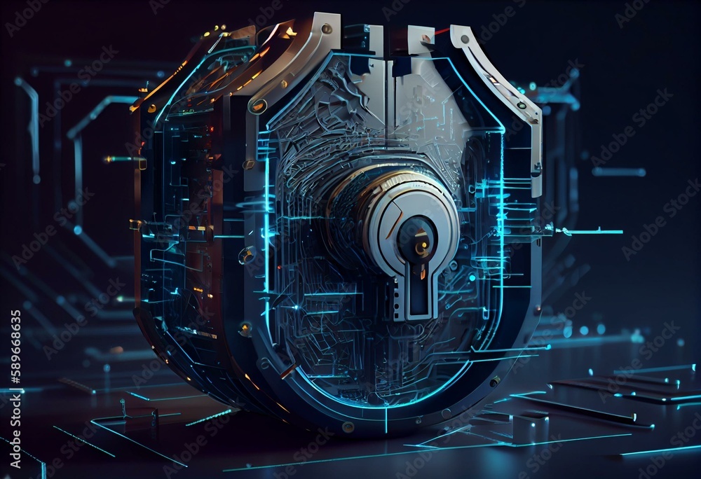 Ai Generated Render Of Artificial Cyber Security Concept Protecting Networks With Encryption