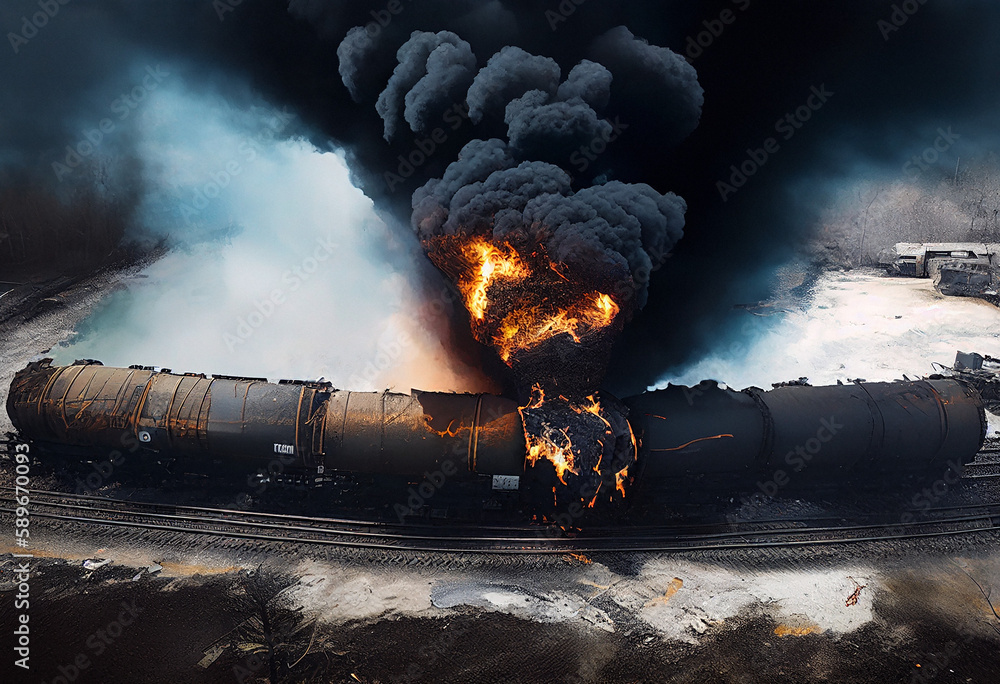 Chemical Train Derailment - Generative Ai Stock Illustration | Adobe Stock