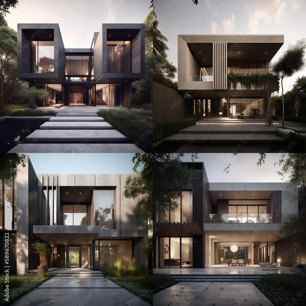 modern house style house, in the style of casts of spaces, masterful ...