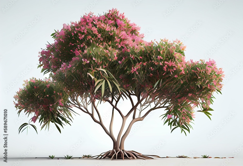 3d illustration of nerium oleander tree isolated on transparent ...