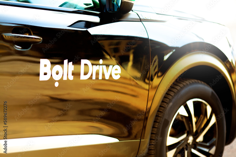 Vilnius, Lithuania, March 2023: Car sharing "Bolt Drive", car share ...