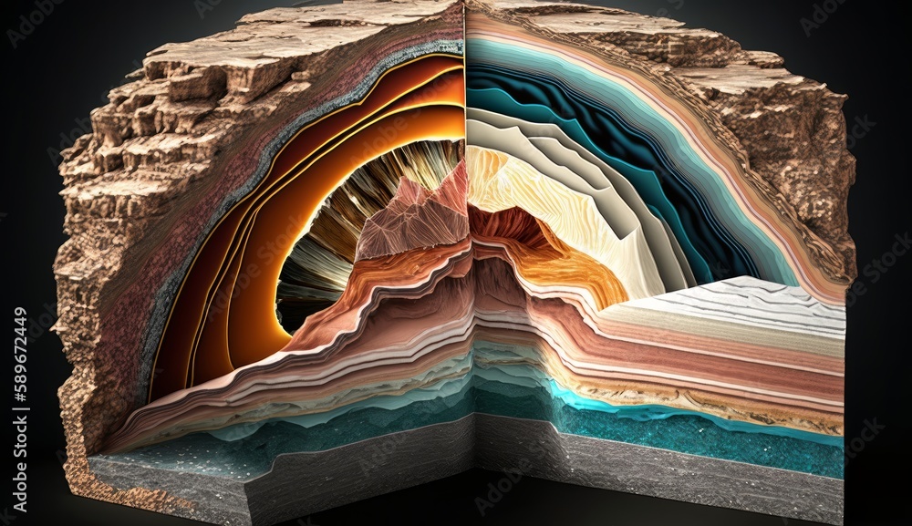 Schematic abstract cut geological structure of earth layers with ...