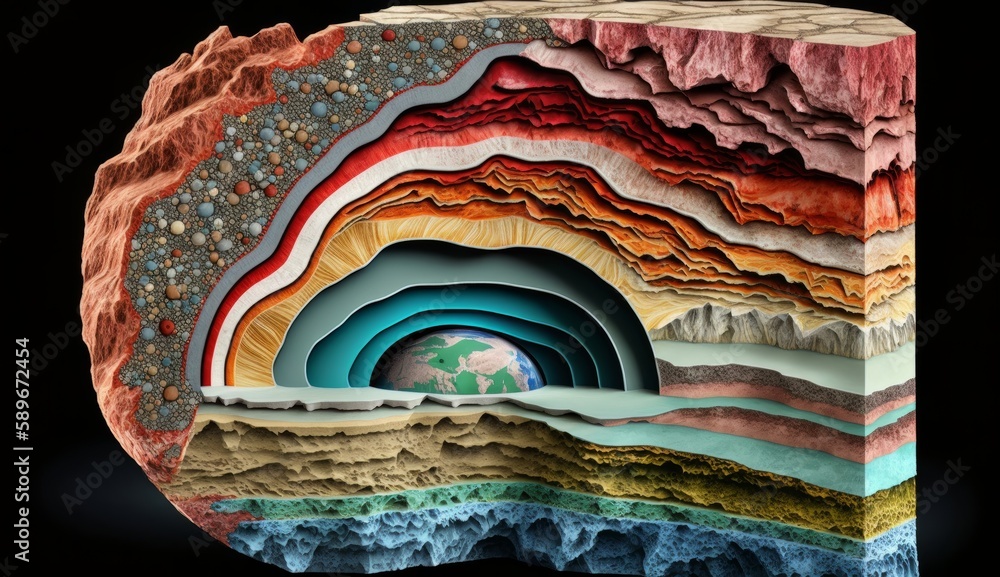 Schematic abstract cut geological structure of earth layers with ...