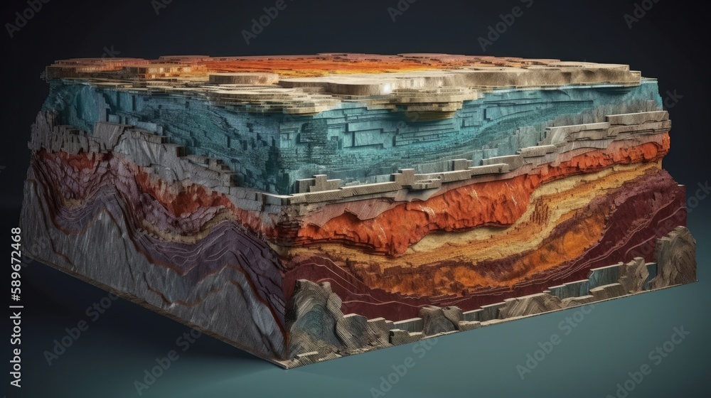 Schematic abstract cut geological structure of earth layers with ...