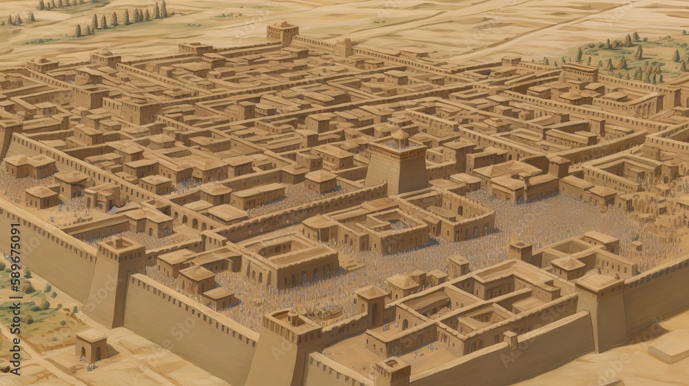 the grandeur of ancient Babylon, with intricate details of its ...