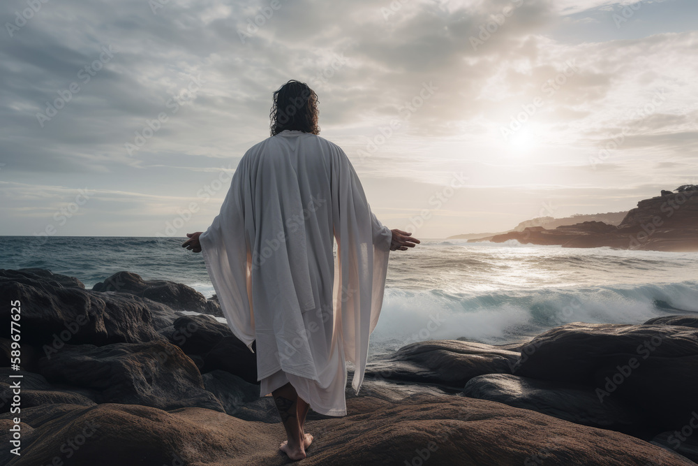 Catholic illustration of jesus christ, blessing people of earth with ...