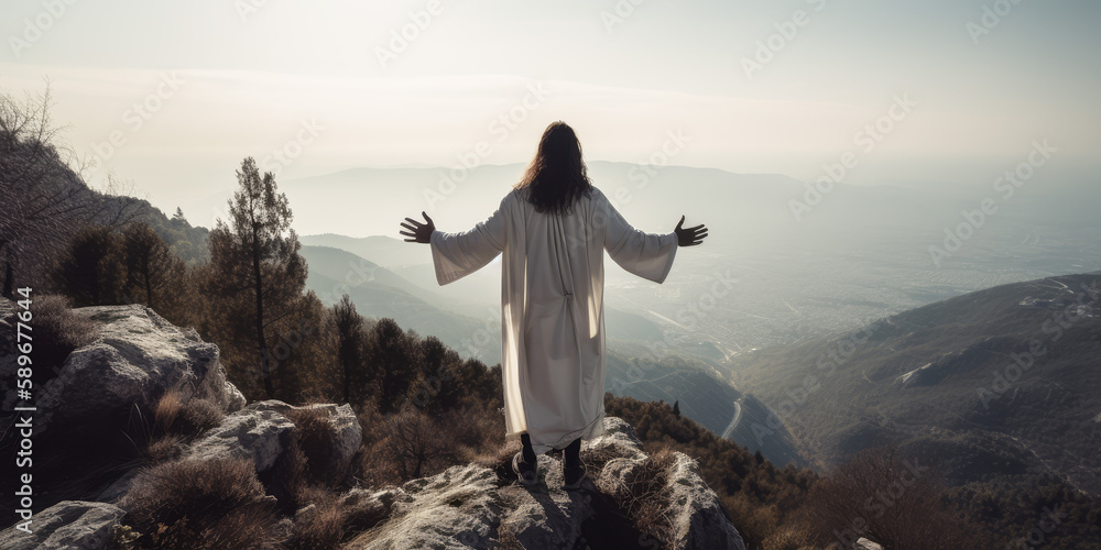 Catholic illustration of jesus christ, blessing people of earth with ...