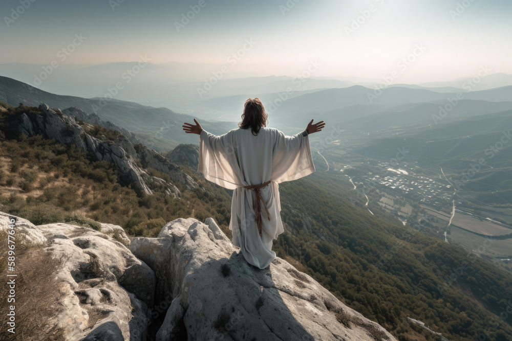 Catholic illustration of jesus christ, blessing people of earth with ...