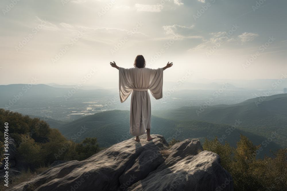 Catholic illustration of jesus christ, blessing people of earth with ...