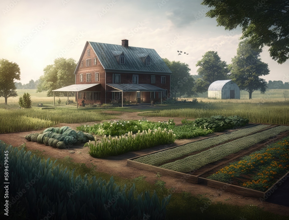 village house area traditional house. farmers village. sustainable farm ...