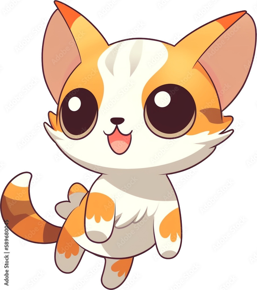 Cute anime cats drawing created with generative AI technology Stock ...