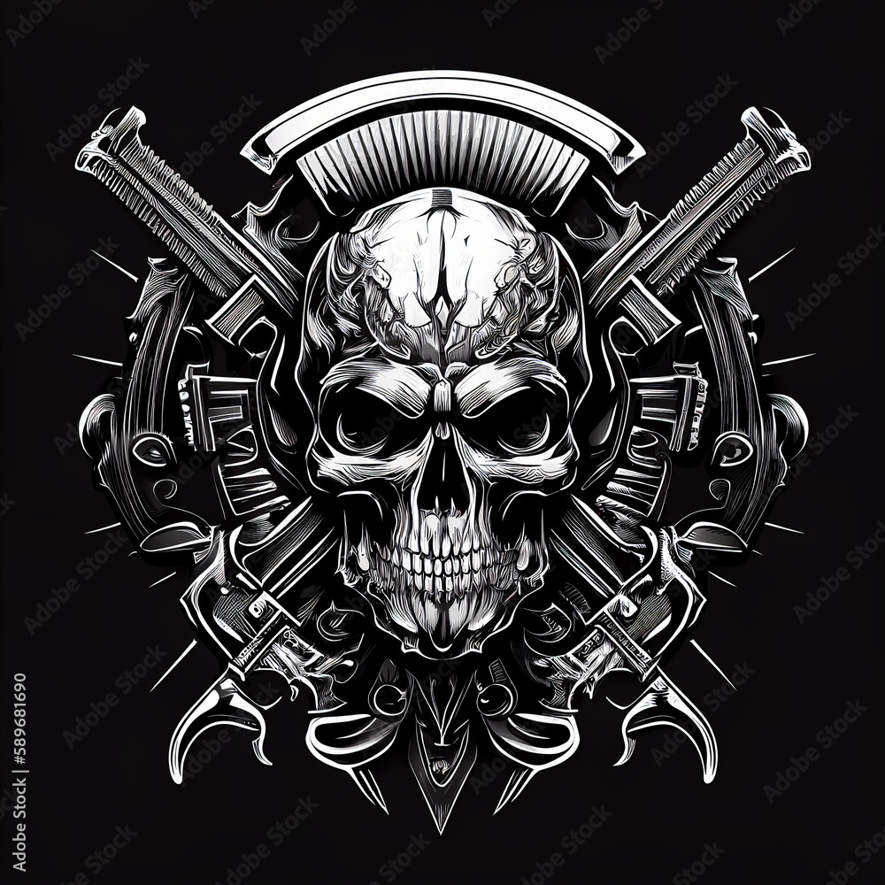 skull Guns Logo: Aggressive Emblem with Graphic Style - generative AI ...