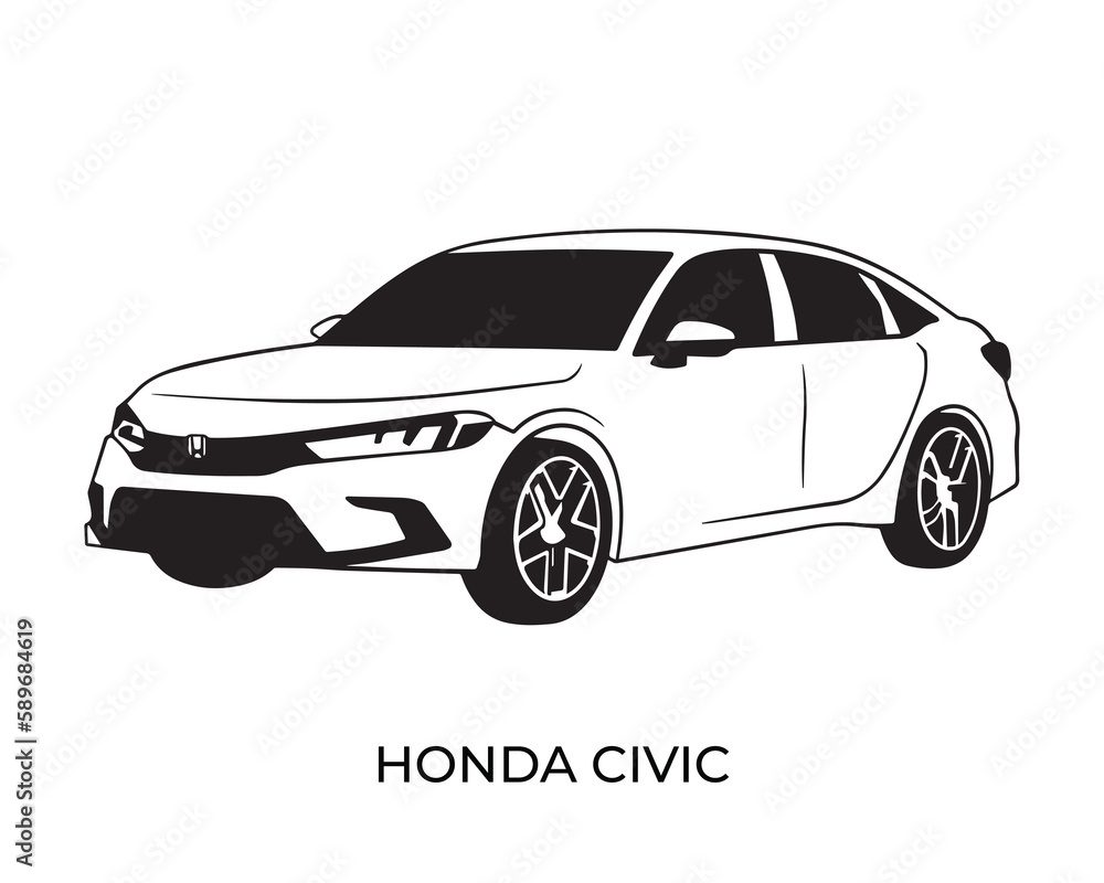 Vector silhouettes, icons of Honda brand cars Stock Vector | Adobe Stock