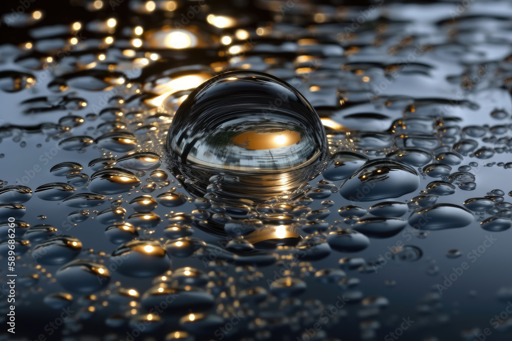 Surface of liquid mercury created with generative AI technology. Stock ...