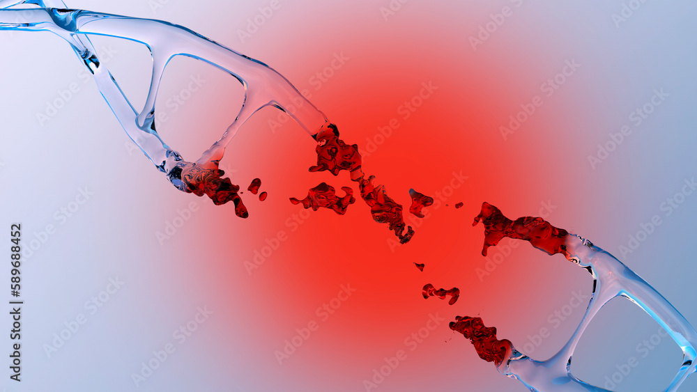 ภาพประกอบสต็อก human dna structure with glass helix destroyed ...