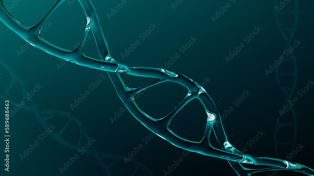 human dna structure with glass helix, deoxyribonucleic acid on green ...