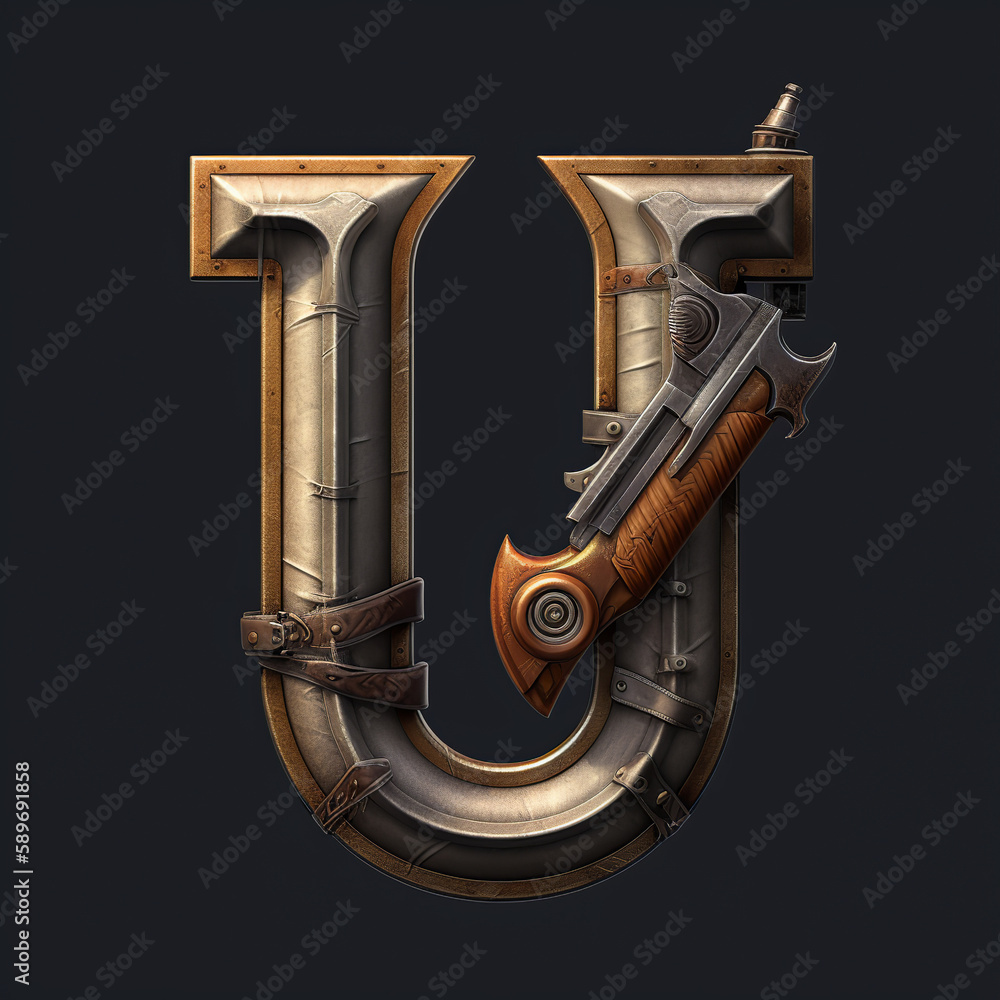 gun, steampunk, alphabet, a, b, c d, f, g, h, j, k, l, m, n, p, q, r, s ...