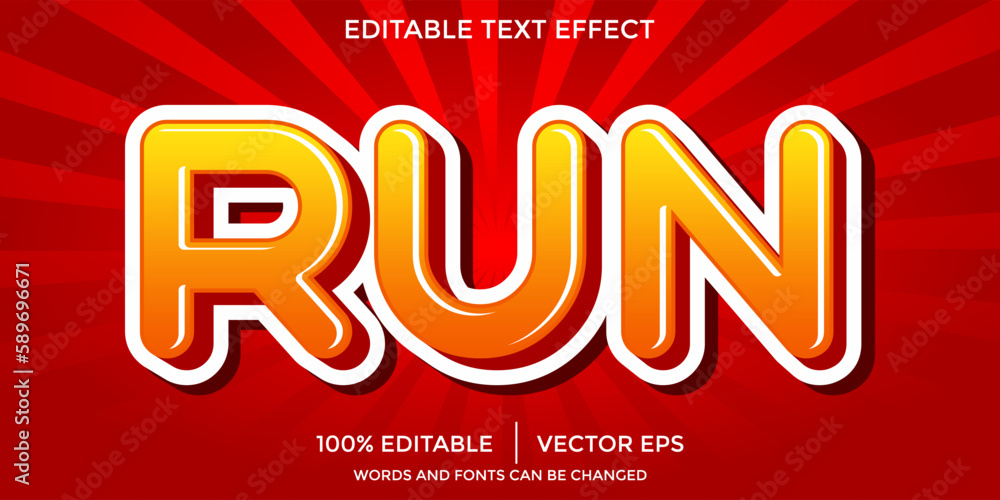 Poster run editable 3d text effect – Wall Art | UkPosters