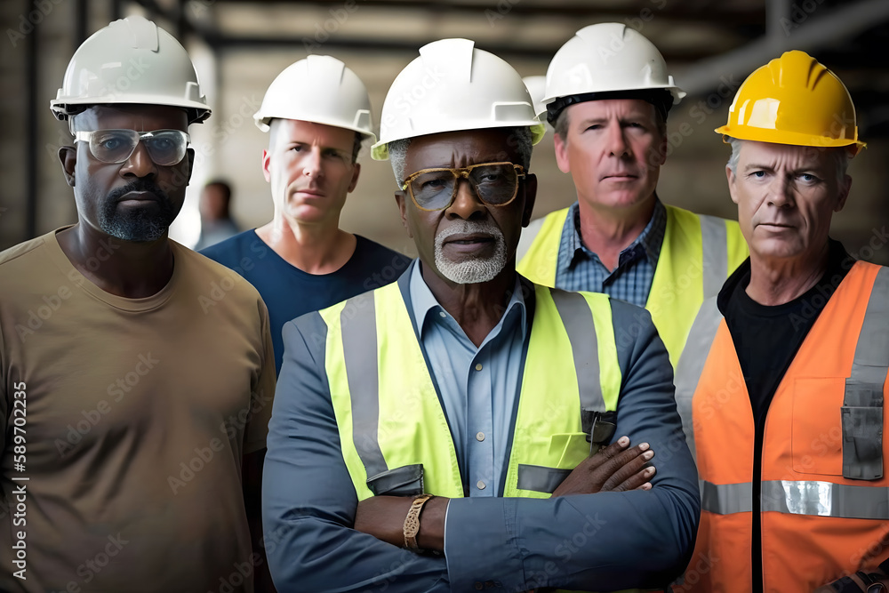 Construction team. Multinational successful construction company ...