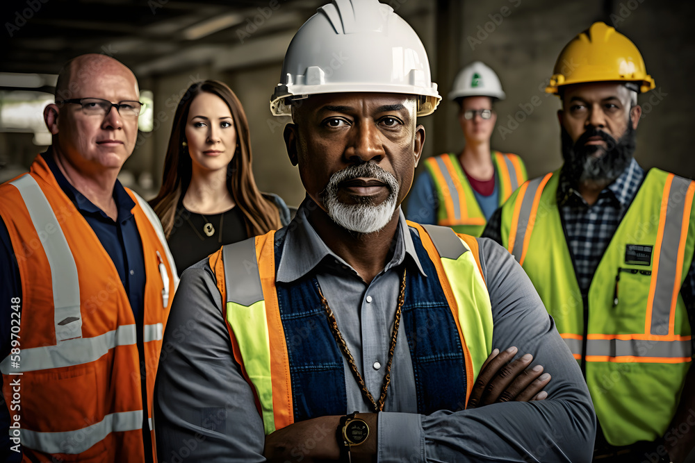 Construction team. Multinational successful construction company ...