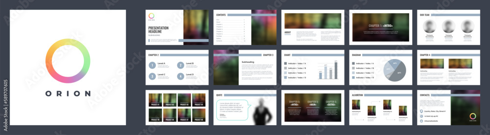Presentation slides and pages template. Set of corporate branding ...