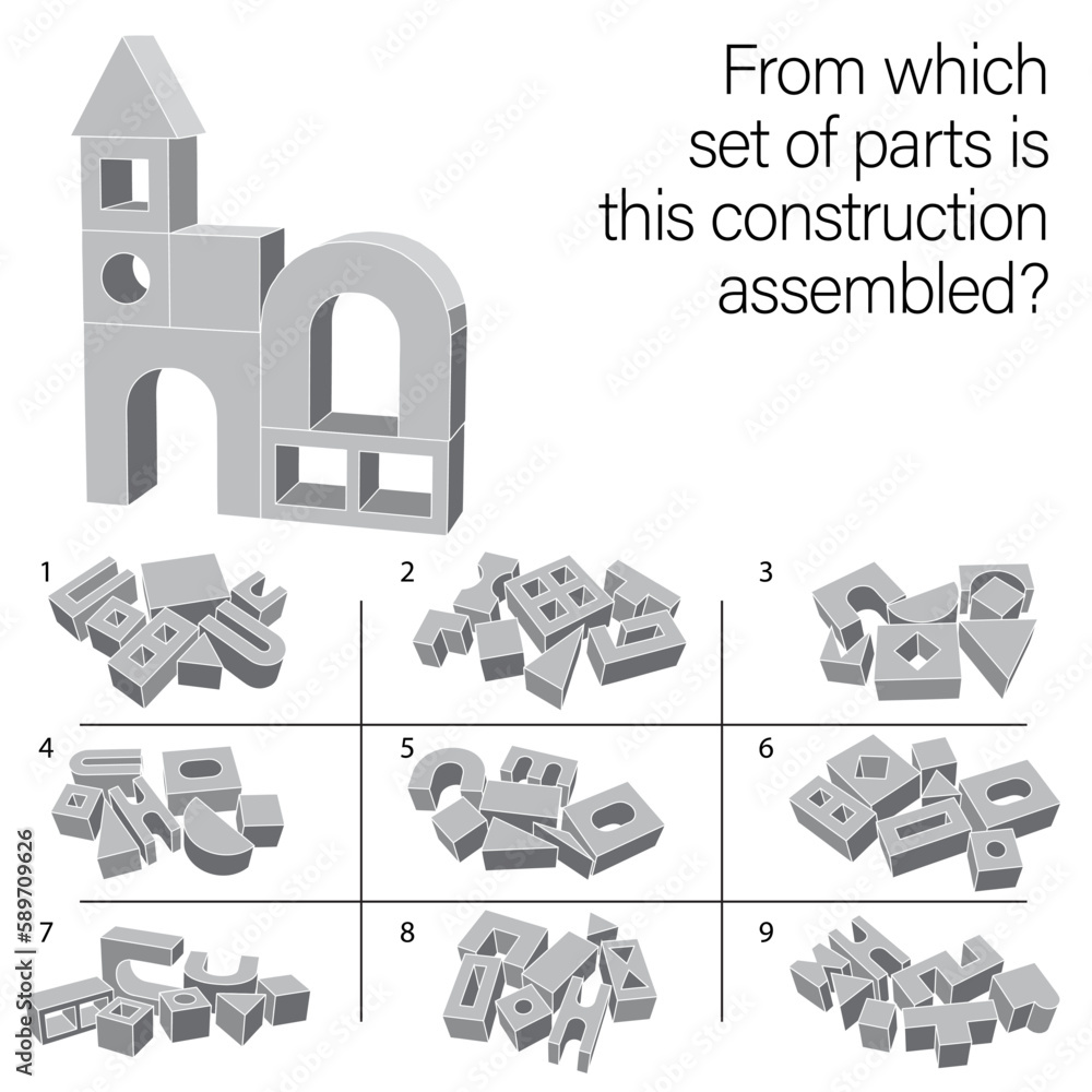 Find which set of parts is this construction assembled Stock Vector ...
