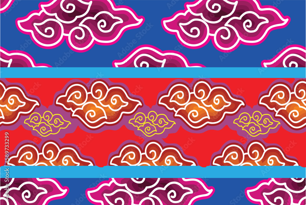 Motif Mega Mendung, batik motif typical of West Java Indonesia, curved ...