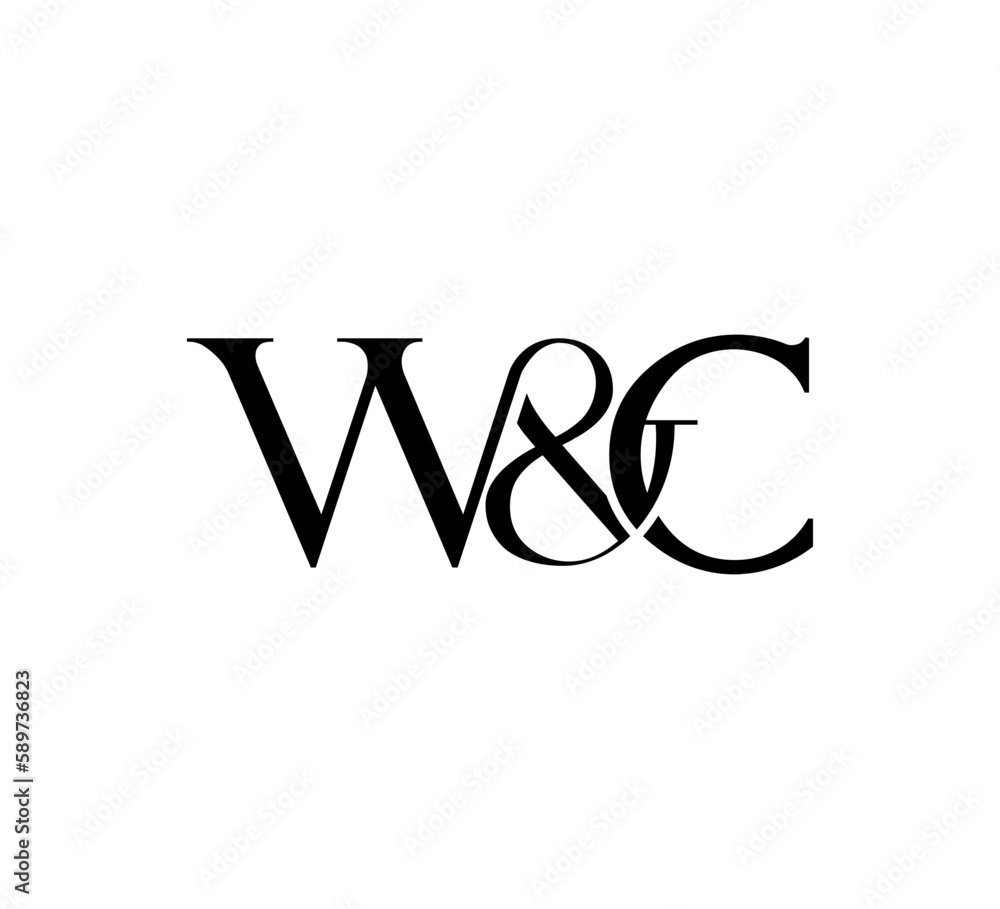 Simple Black Professional Initial with ampersand Logo Monogram WC Stock ...