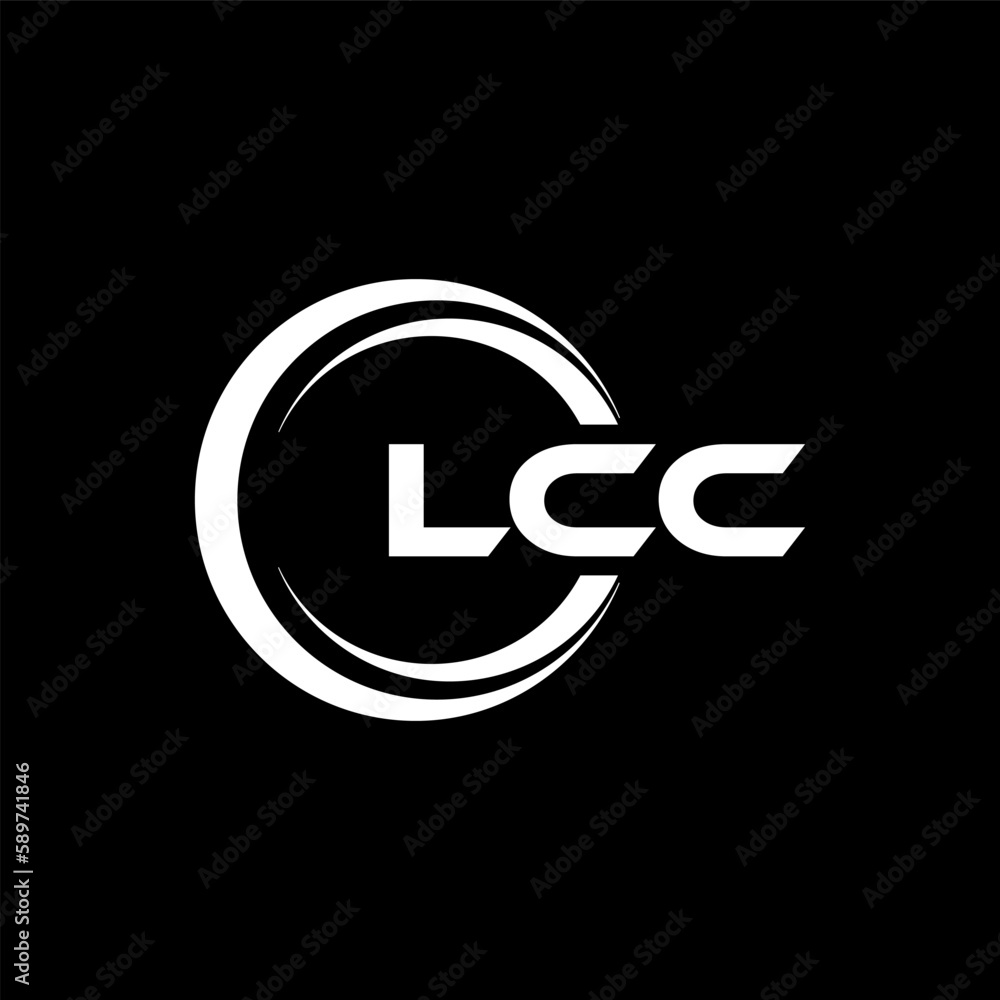 LCC letter logo design with black background in illustrator, cube logo ...