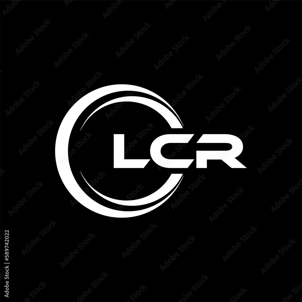 LCR letter logo design with black background in illustrator, cube logo ...