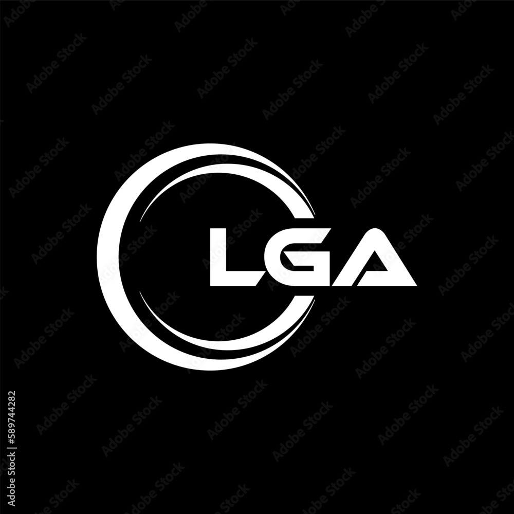 LGA letter logo design with black background in illustrator, cube logo ...