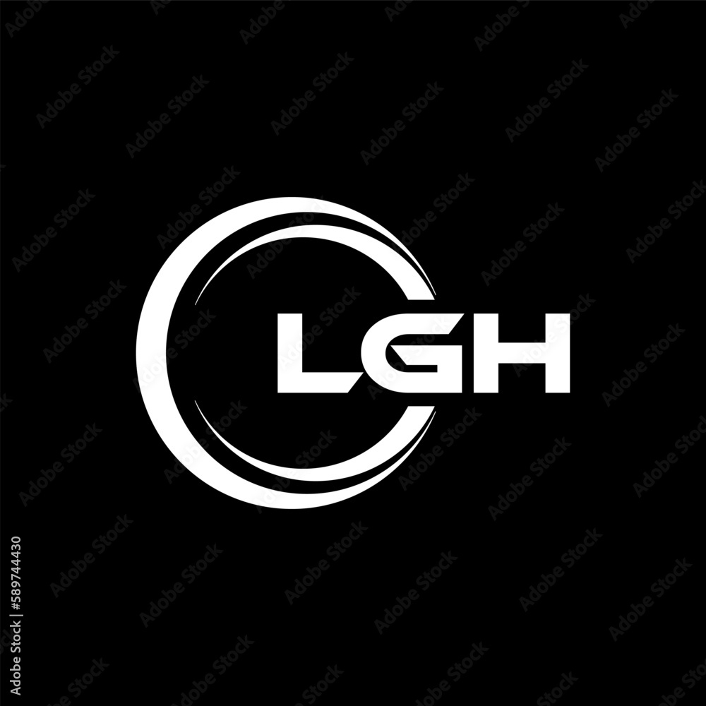 LGH letter logo design with black background in illustrator, cube logo ...