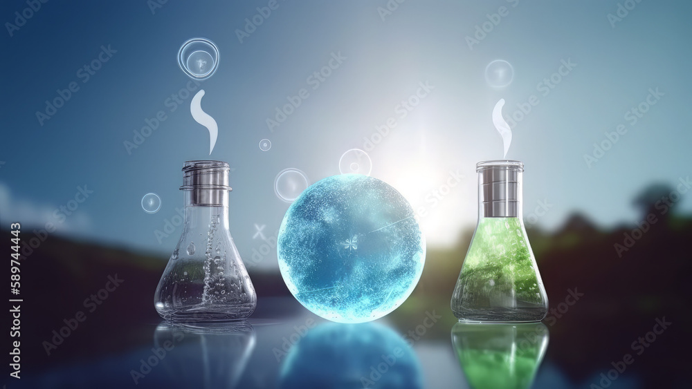 Clean hydrogen energy concept. Environment, eco friendly industry and ...