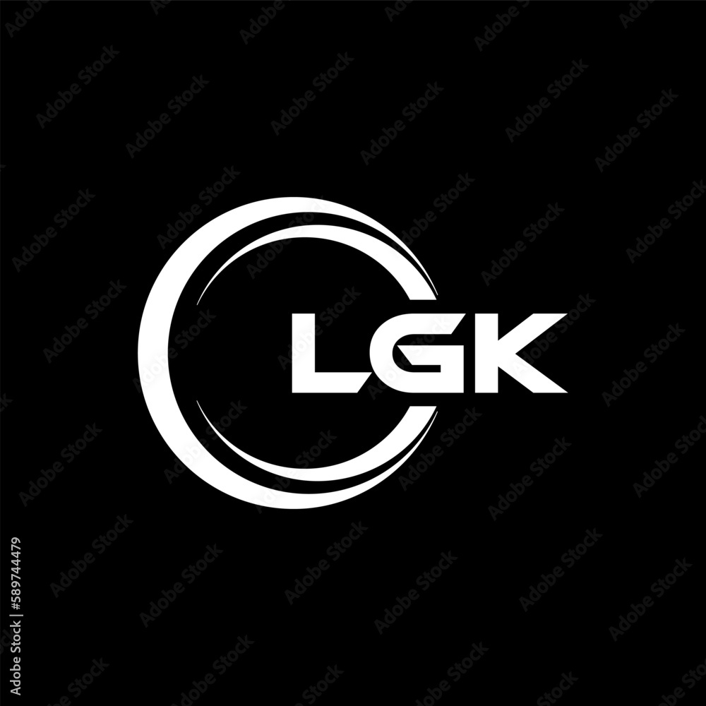 LGK letter logo design with black background in illustrator, cube logo ...