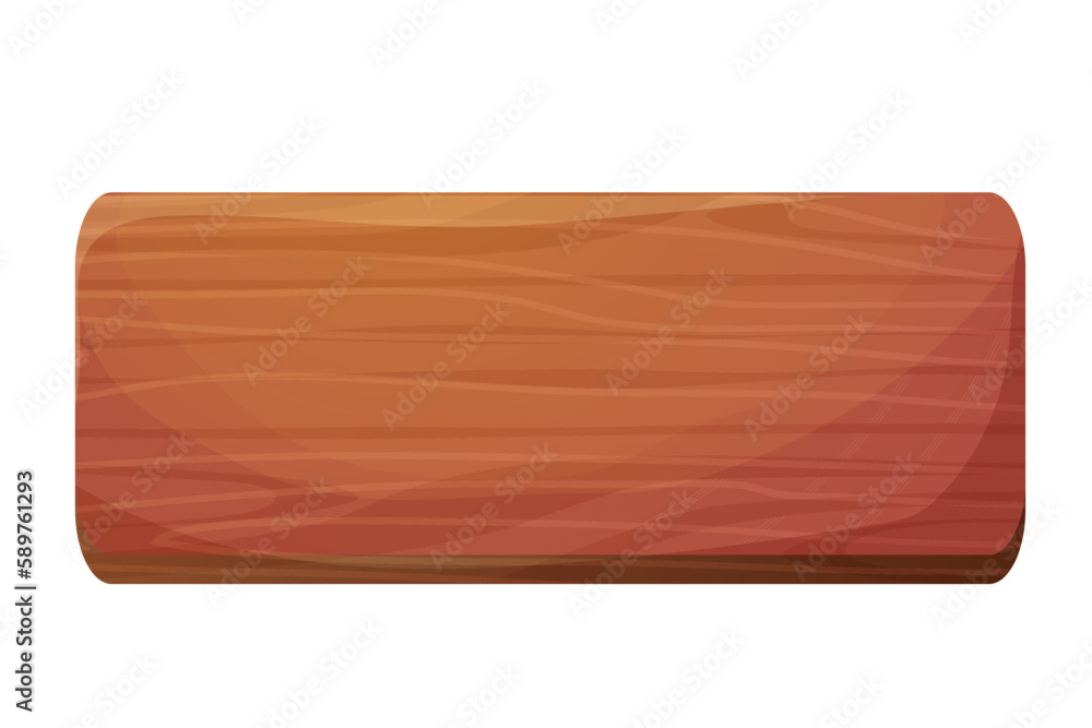 Wooden plank, frame game ui asset textured piece of board, button in cartoon style isolated on ...