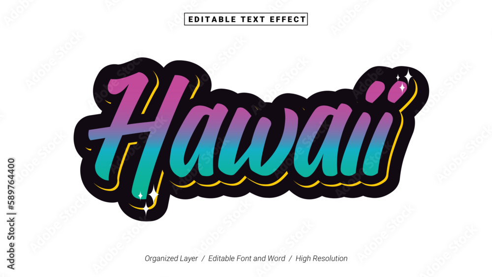 Editable Hawaii Font Design. Alphabet Typography Template Text Effect ...