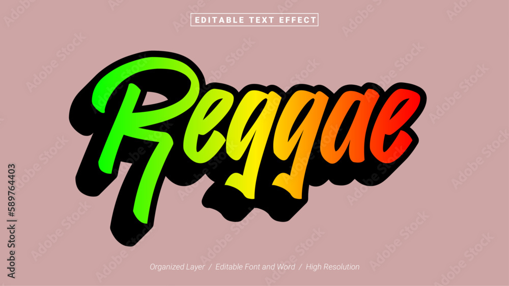 Editable Reggae Font Design. Alphabet Typography Template Text Effect ...