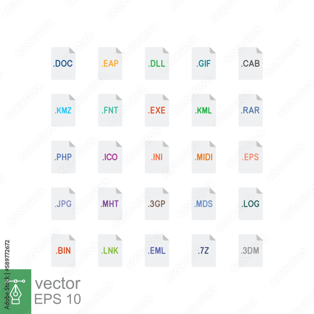 File formats icon set. Linear style sign for mobile concept and web ...