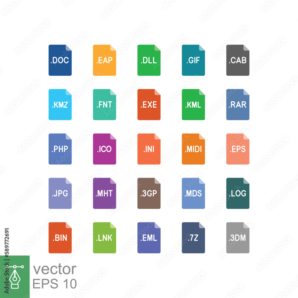 File formats icon set. Linear style sign for mobile concept and web ...