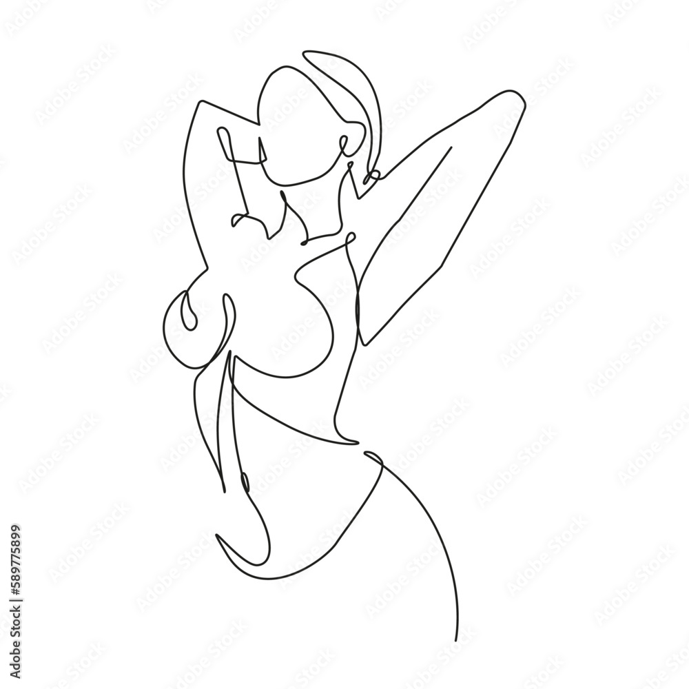 Abstract Woman Body Line Art Drawing. Female Figure Black Lines Drawing ...