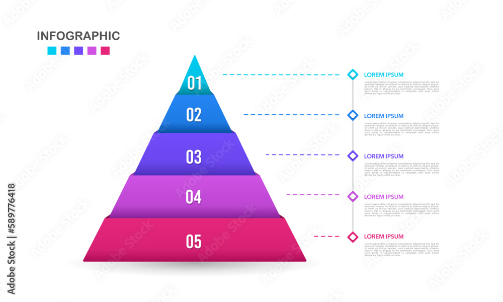 Infographic pyramid diagram, 5 options or steps. Business presentation ...