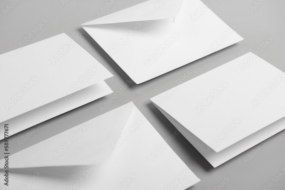 Blank white cards with envelope mockup template Stock Photo | Adobe Stock