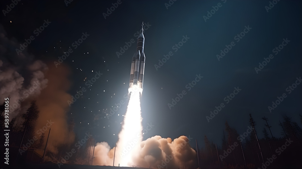 Rocket start, space exploration, space travel, aerospace, rocket launch ...