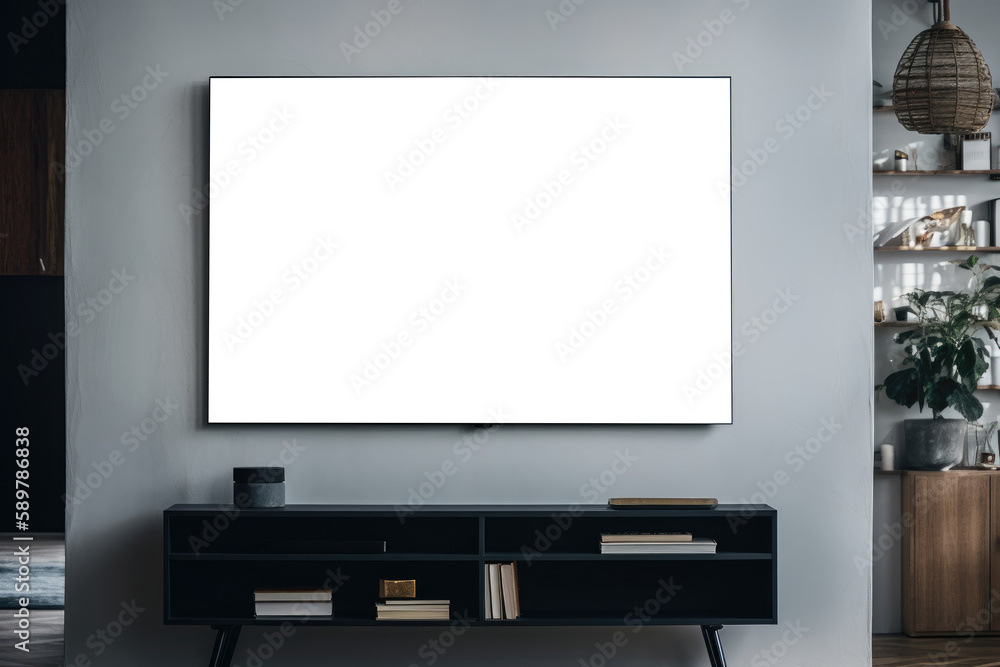 Tv Frame With An Empty Space For A Photo Or Picture. Tv Mounted On Wall ...