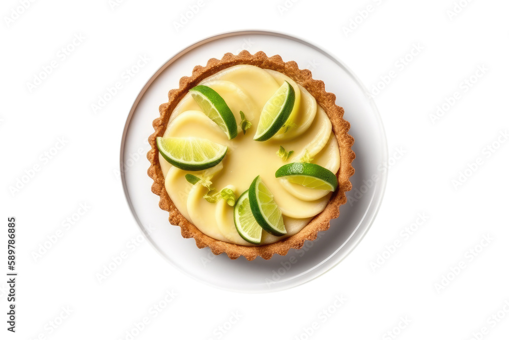 Key Lime Pie Vegetarian Dessert On White Background, Top View. Isolated ...