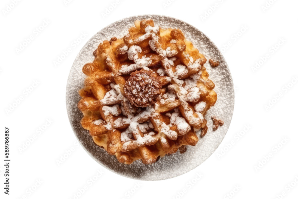 Funnel Cake Vegetarian Dessert On White Background, Top View. Isolated ...